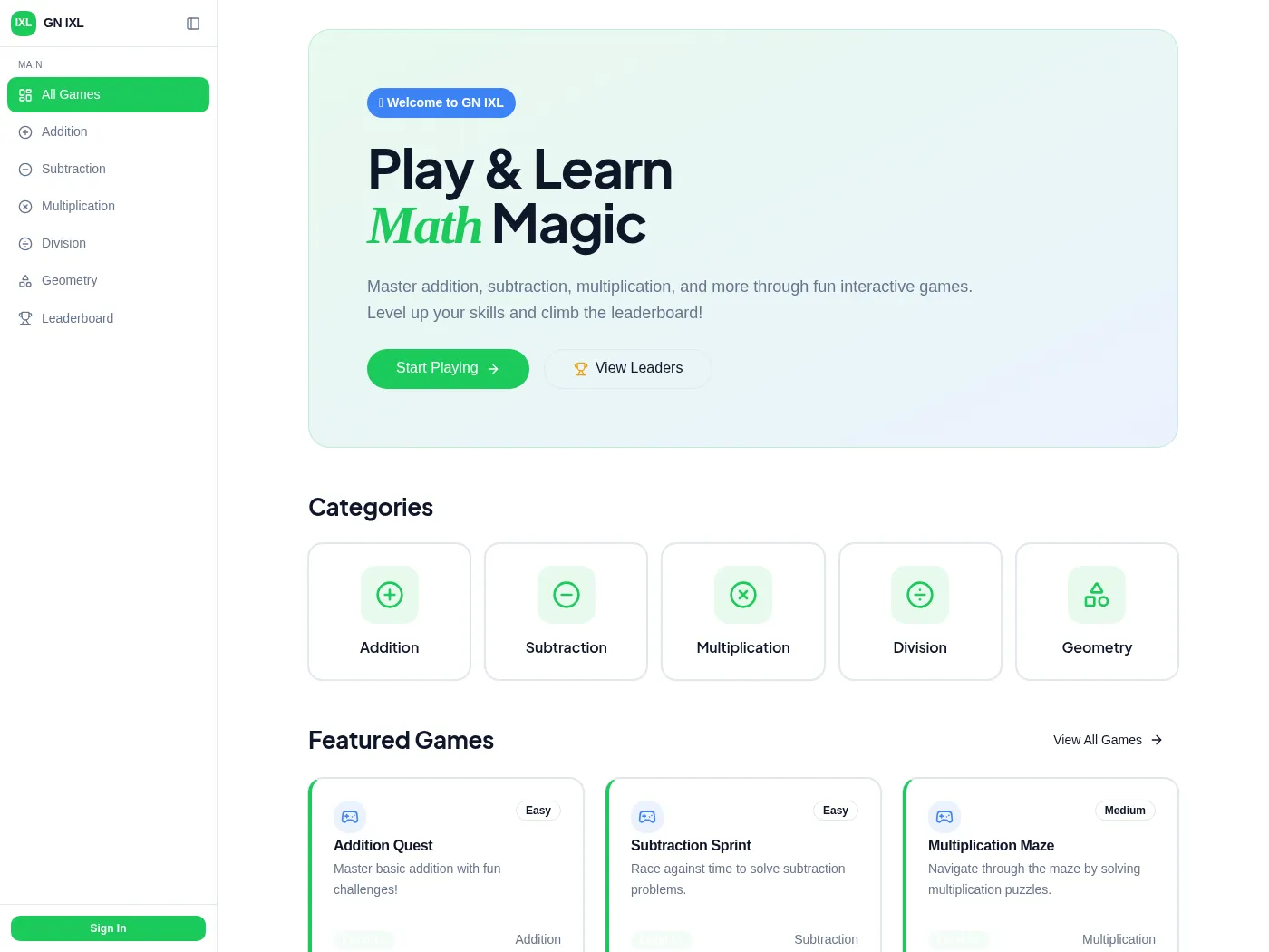 GN IXL Game Site