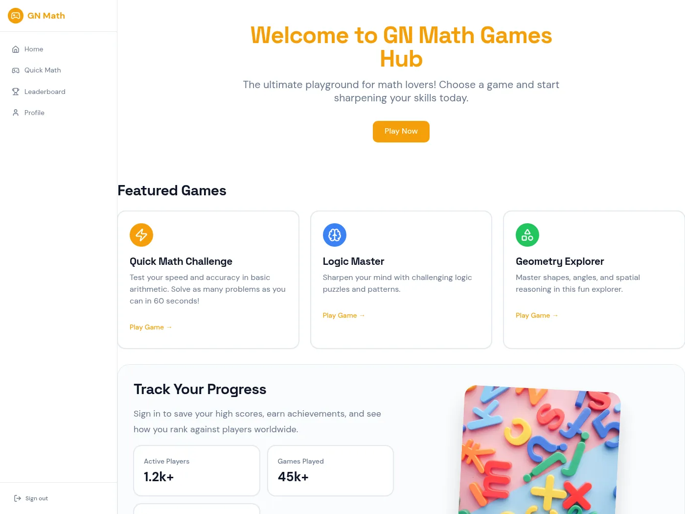 GN Math Games Hub