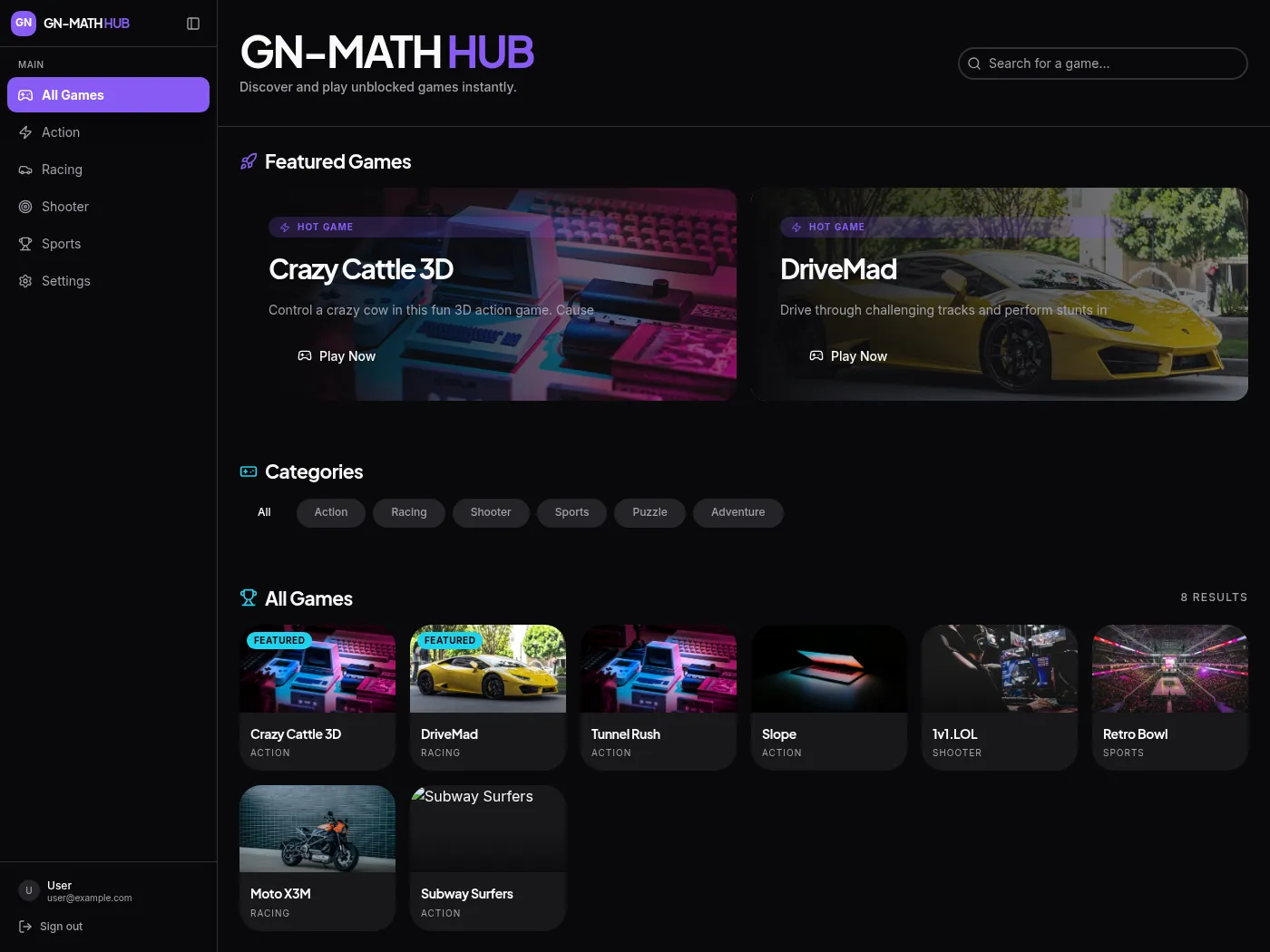GN-Math Gaming Hub