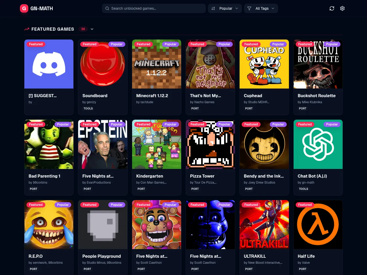 GN-Math Games Portal