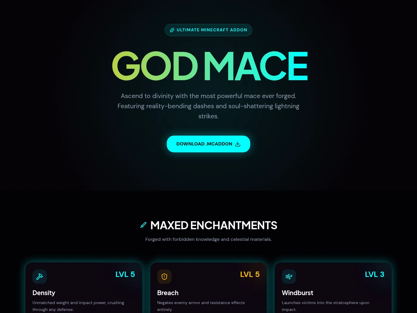 God Mace Minecraft Addon