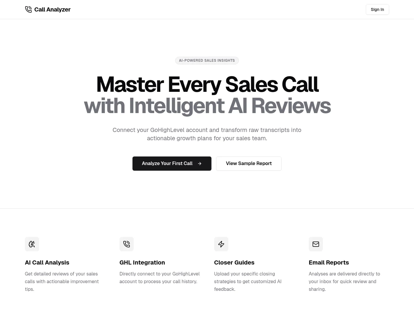 GoHighLevel Call Analyzer