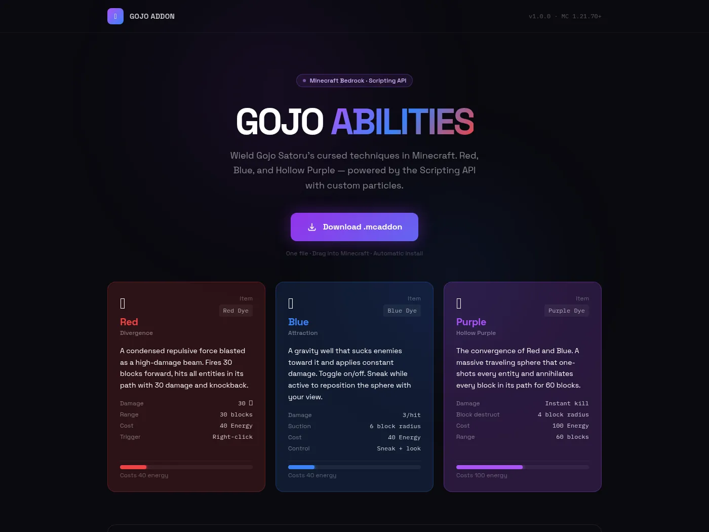 Gojo Abilities Addon