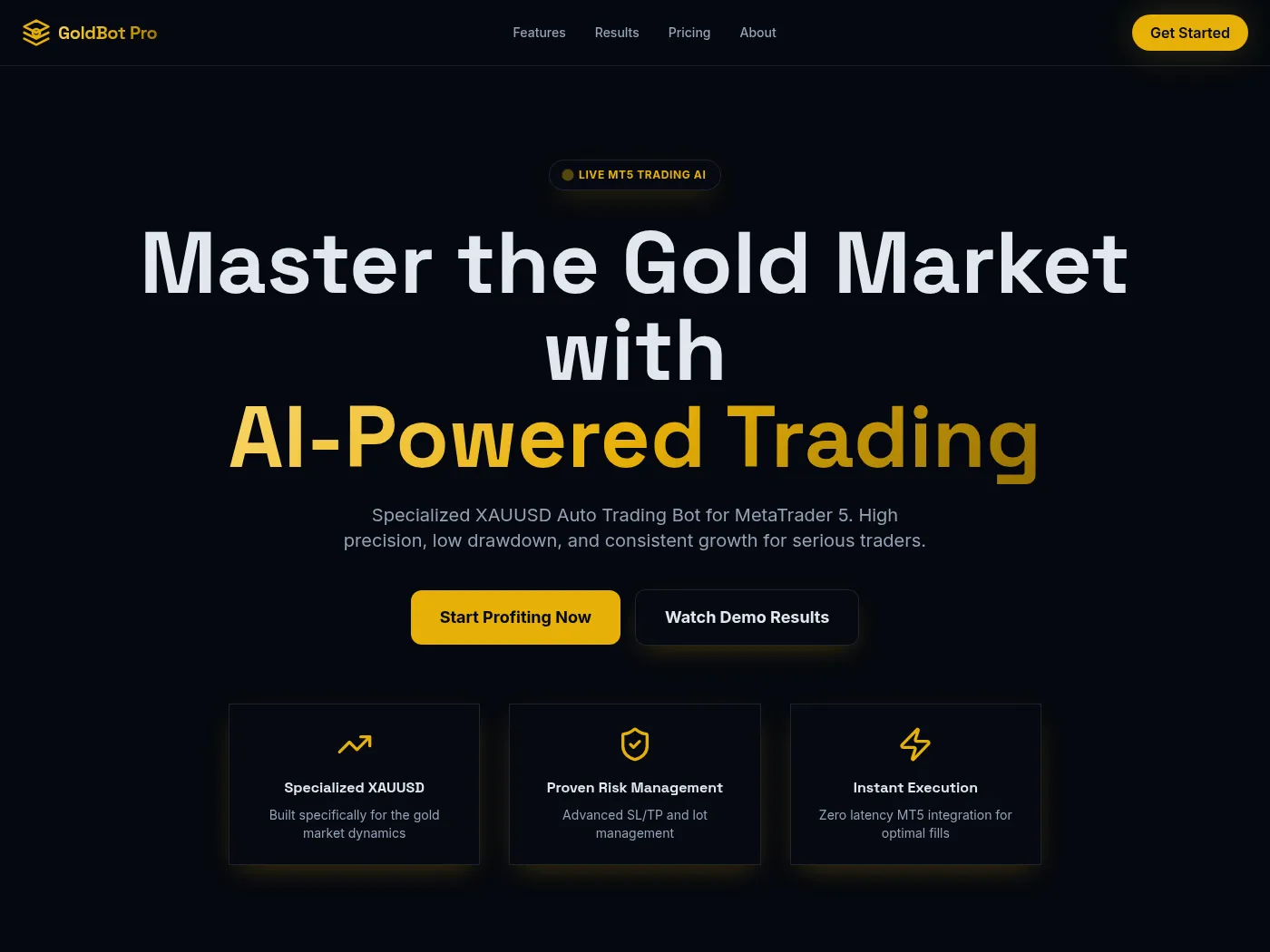 GoldBot Pro Landing