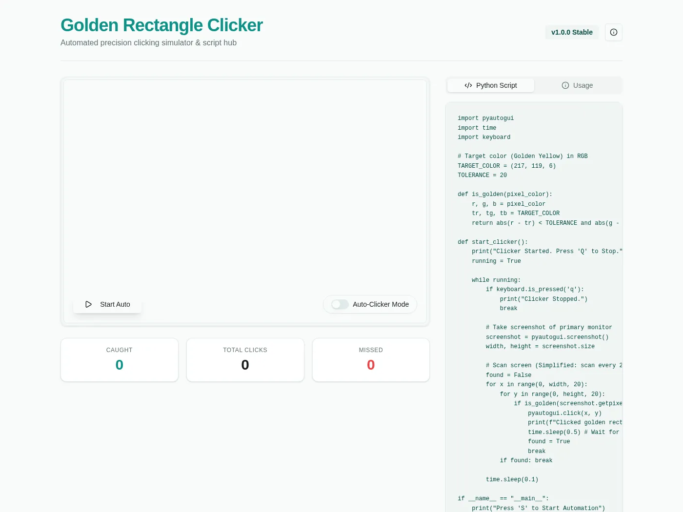 Golden Rectangle Clicker