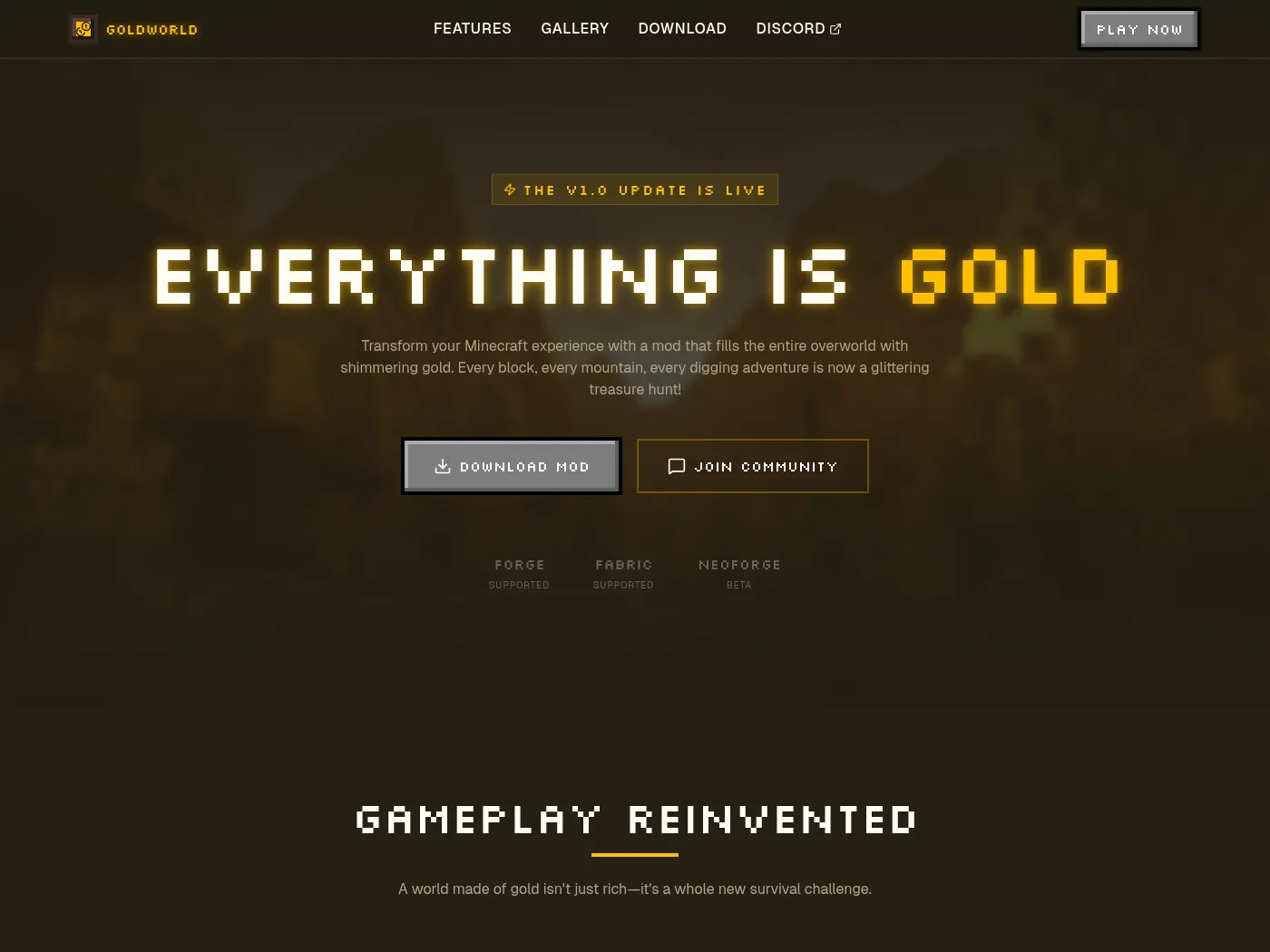 GoldWorld Minecraft Mod