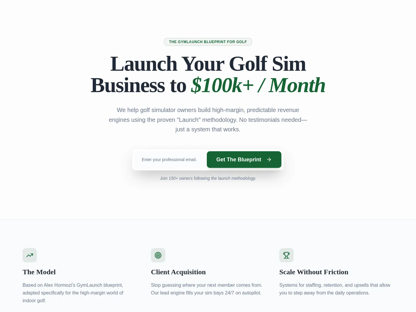 Golf Sim Launch Funnel
