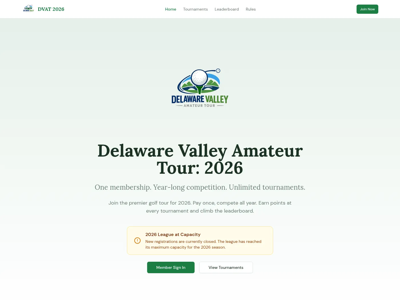 Golf Tour 2026 Portal