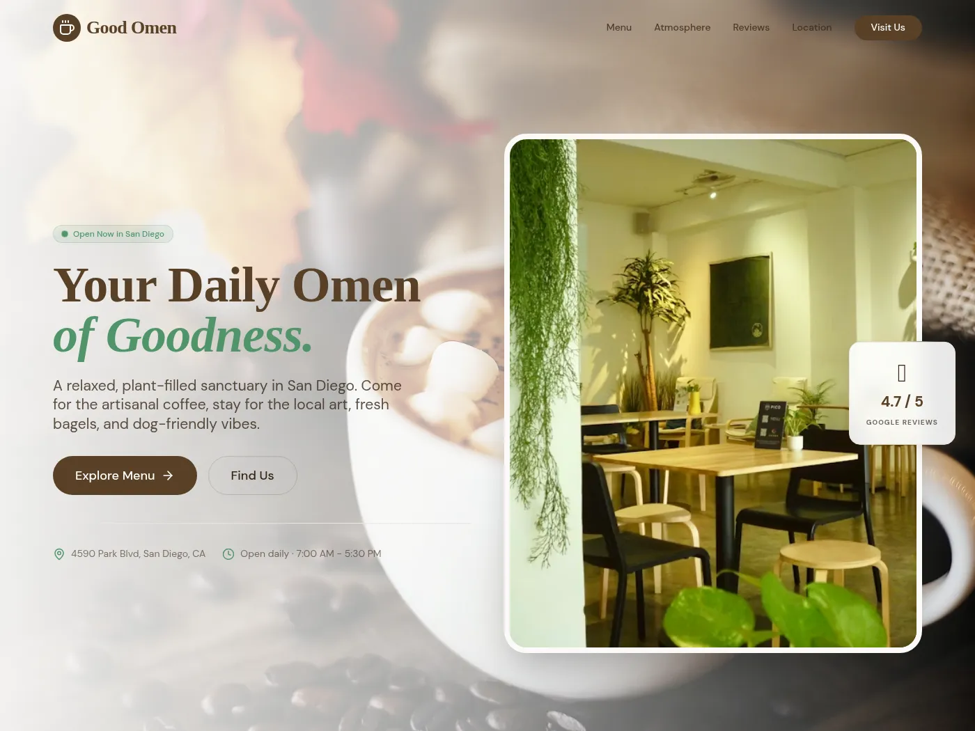 Good Omen Cafe Site