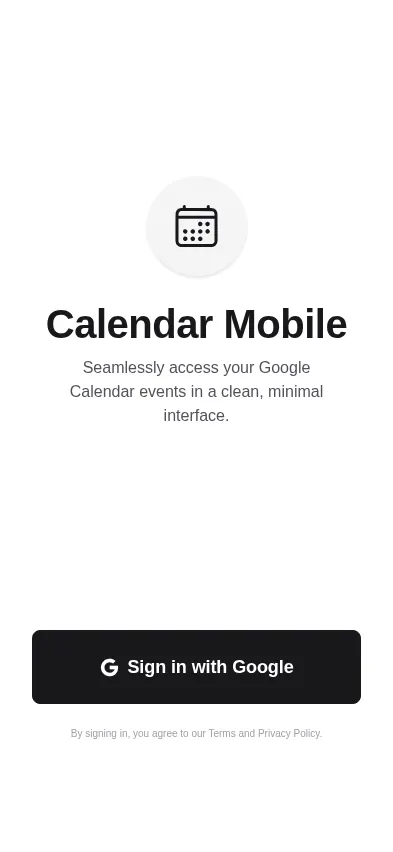 Calendar Sign-In Mobile