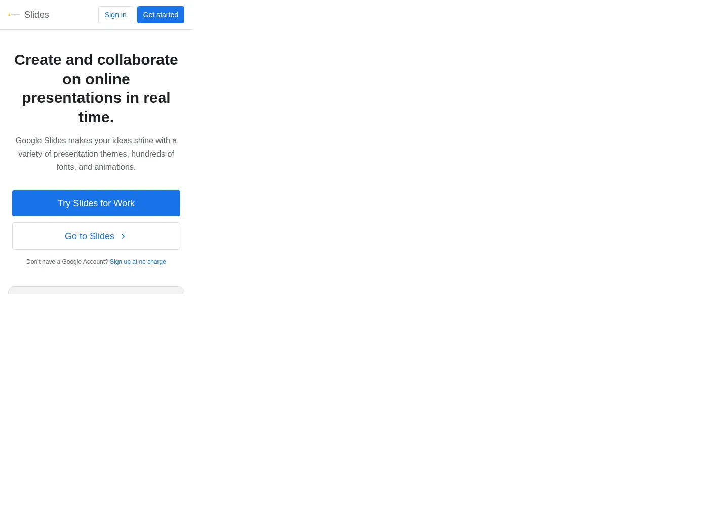 Google Slides Landing Clone