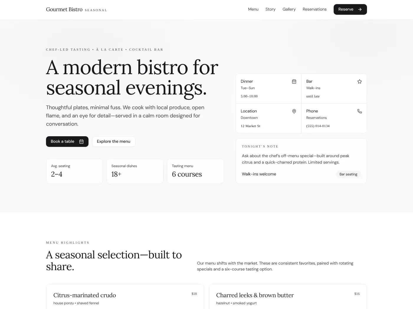 Gourmet Bistro Website