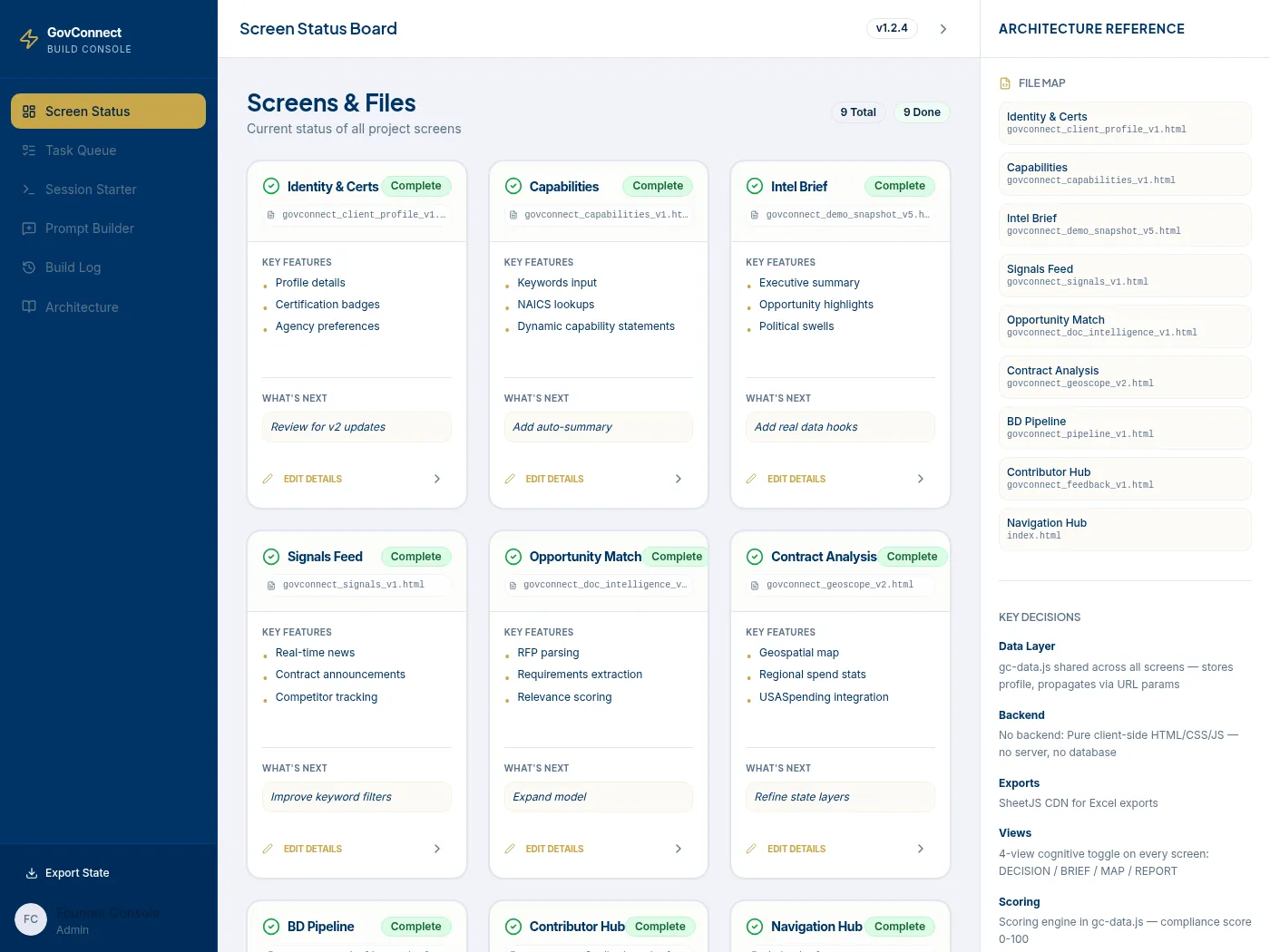 GovConnect Build Console