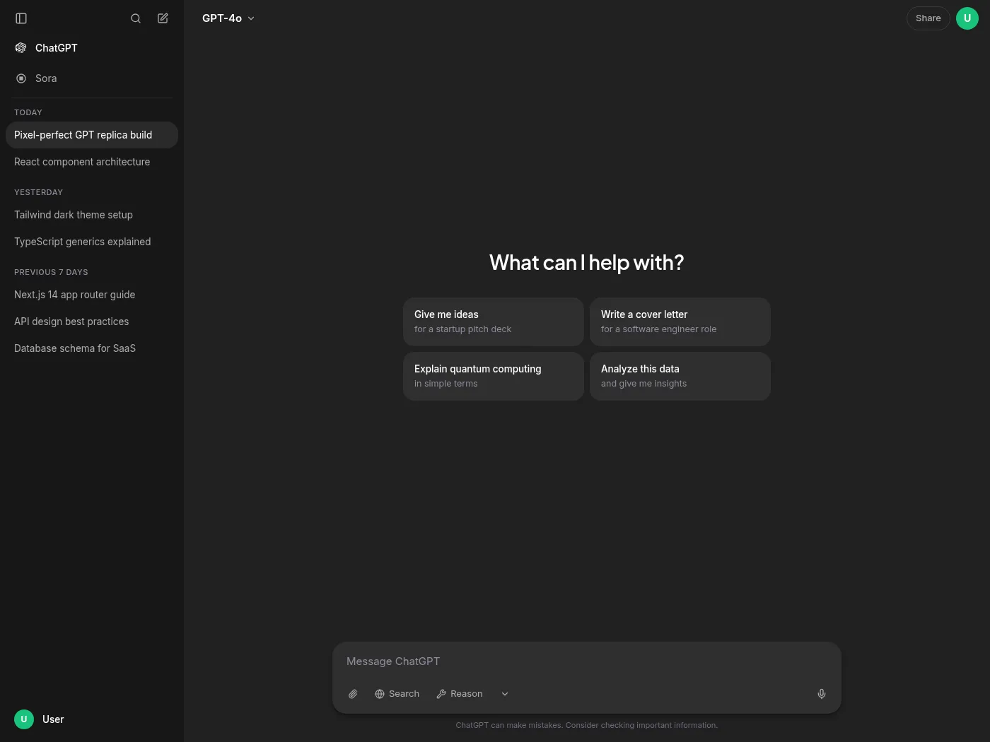 GPT Chat UI Replica
