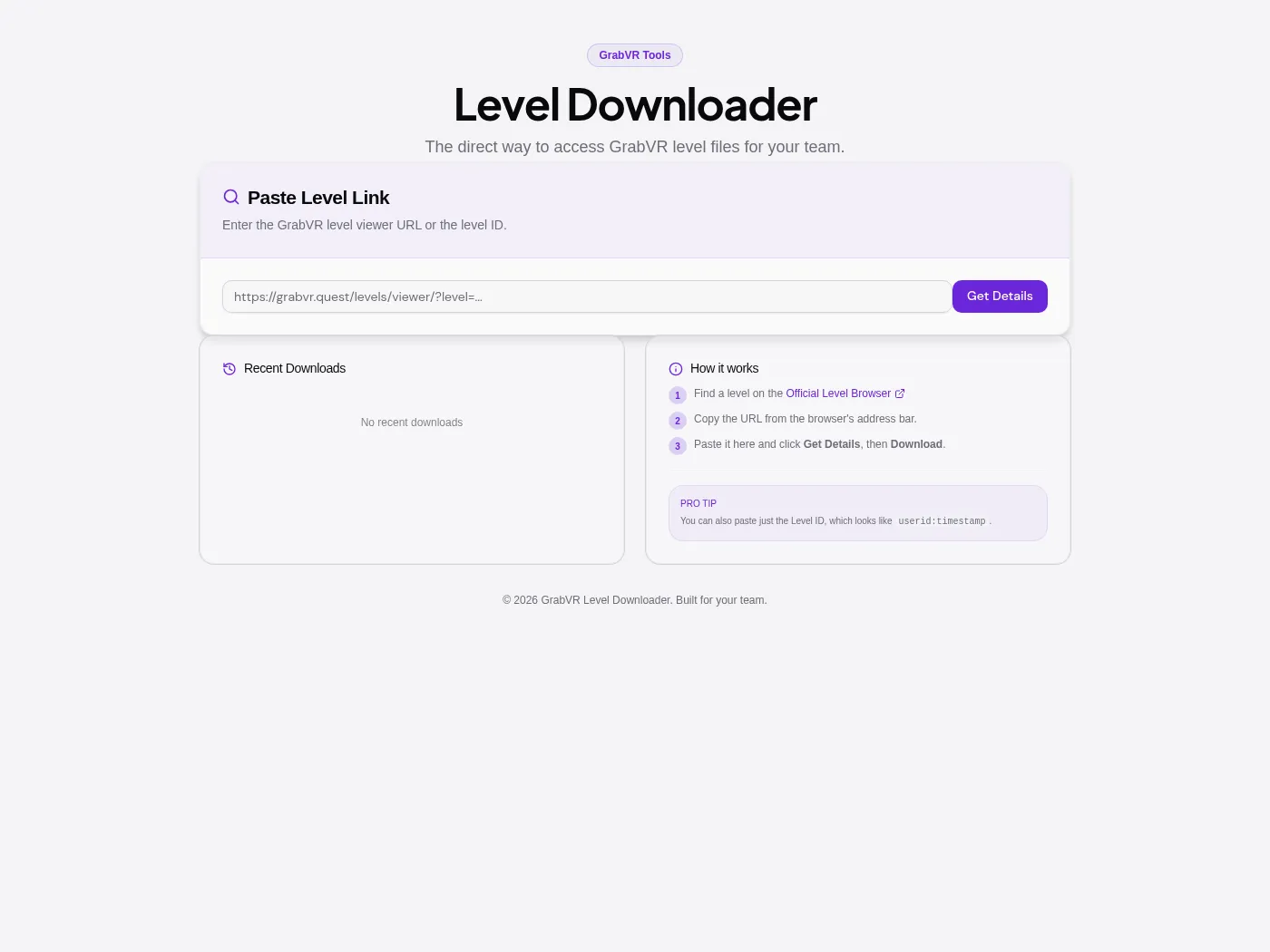GrabVR Level Downloader