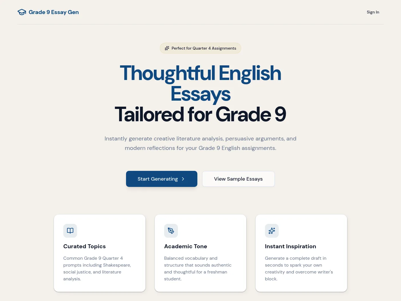 Grade 9 Essay Generator