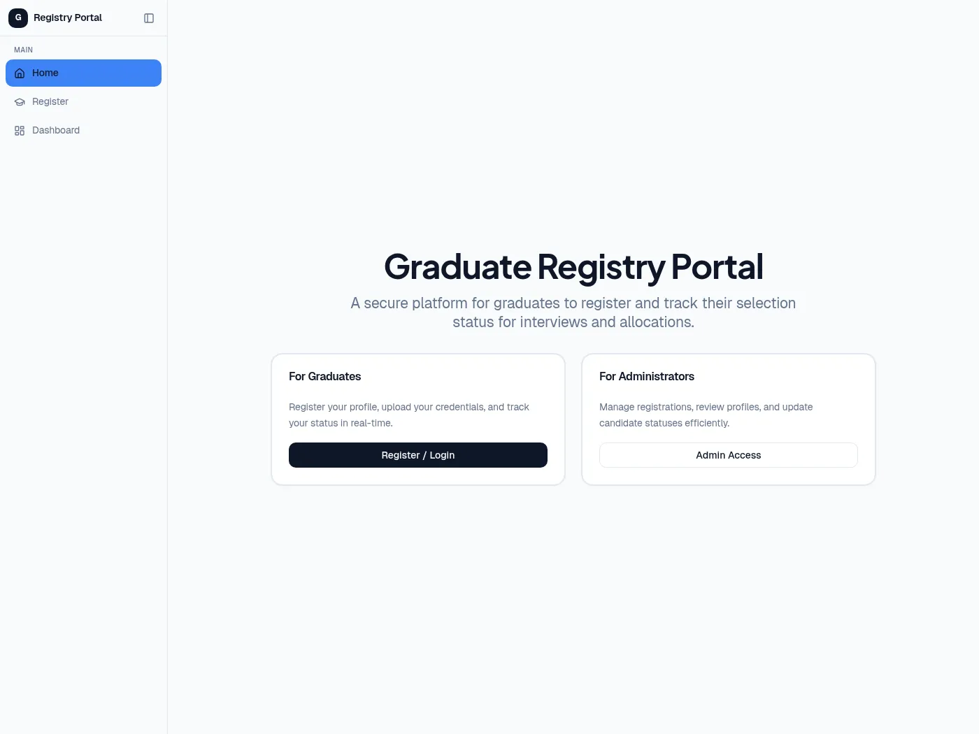 Graduate Registry Portal