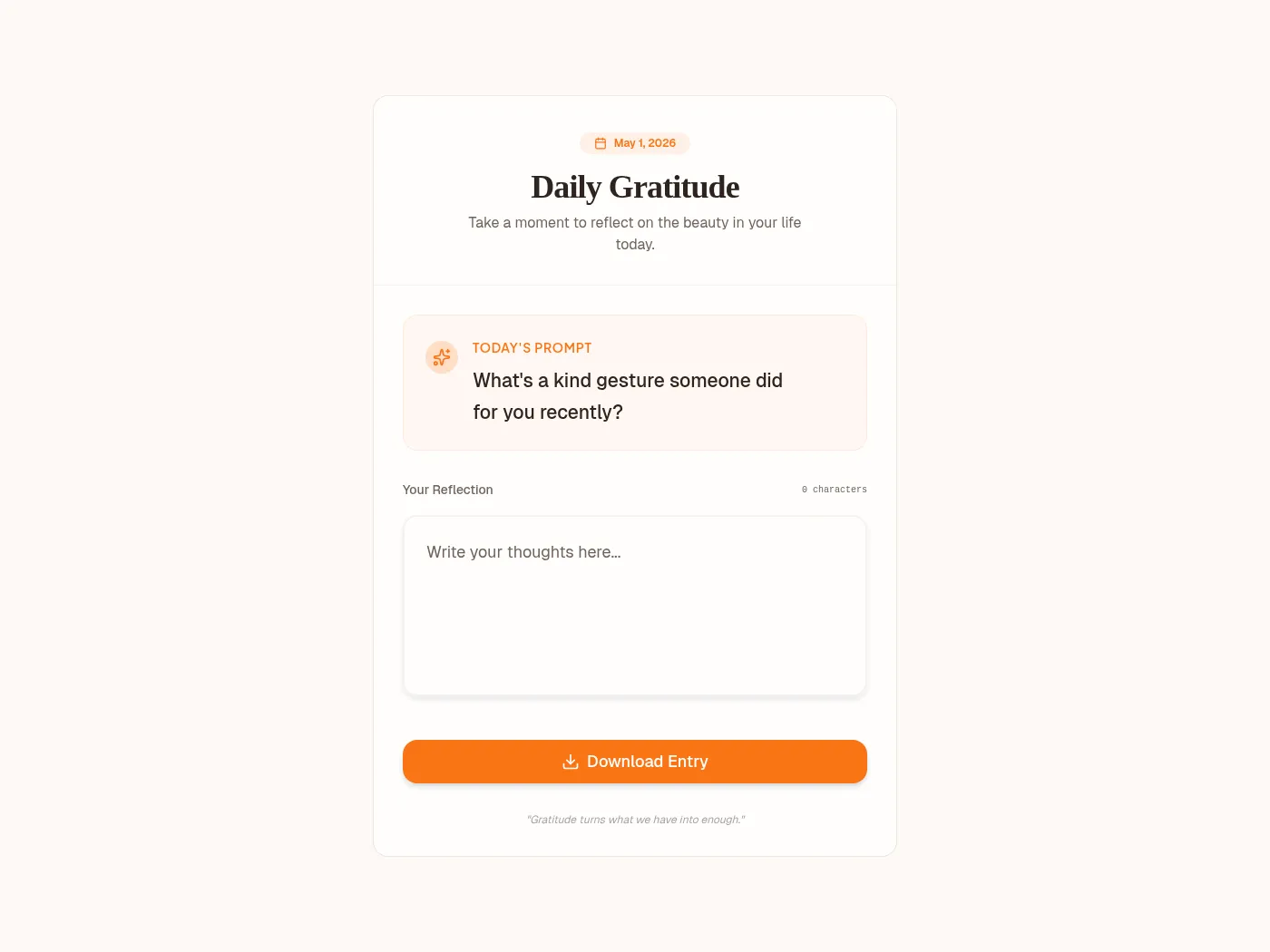 Gratitude Prompt Widget
