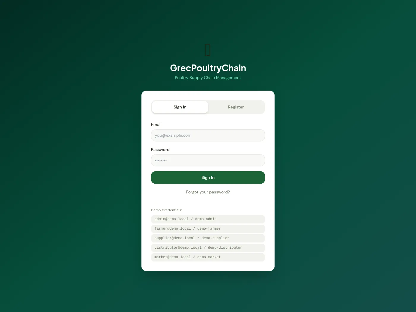 GrecPoultryChain Platform