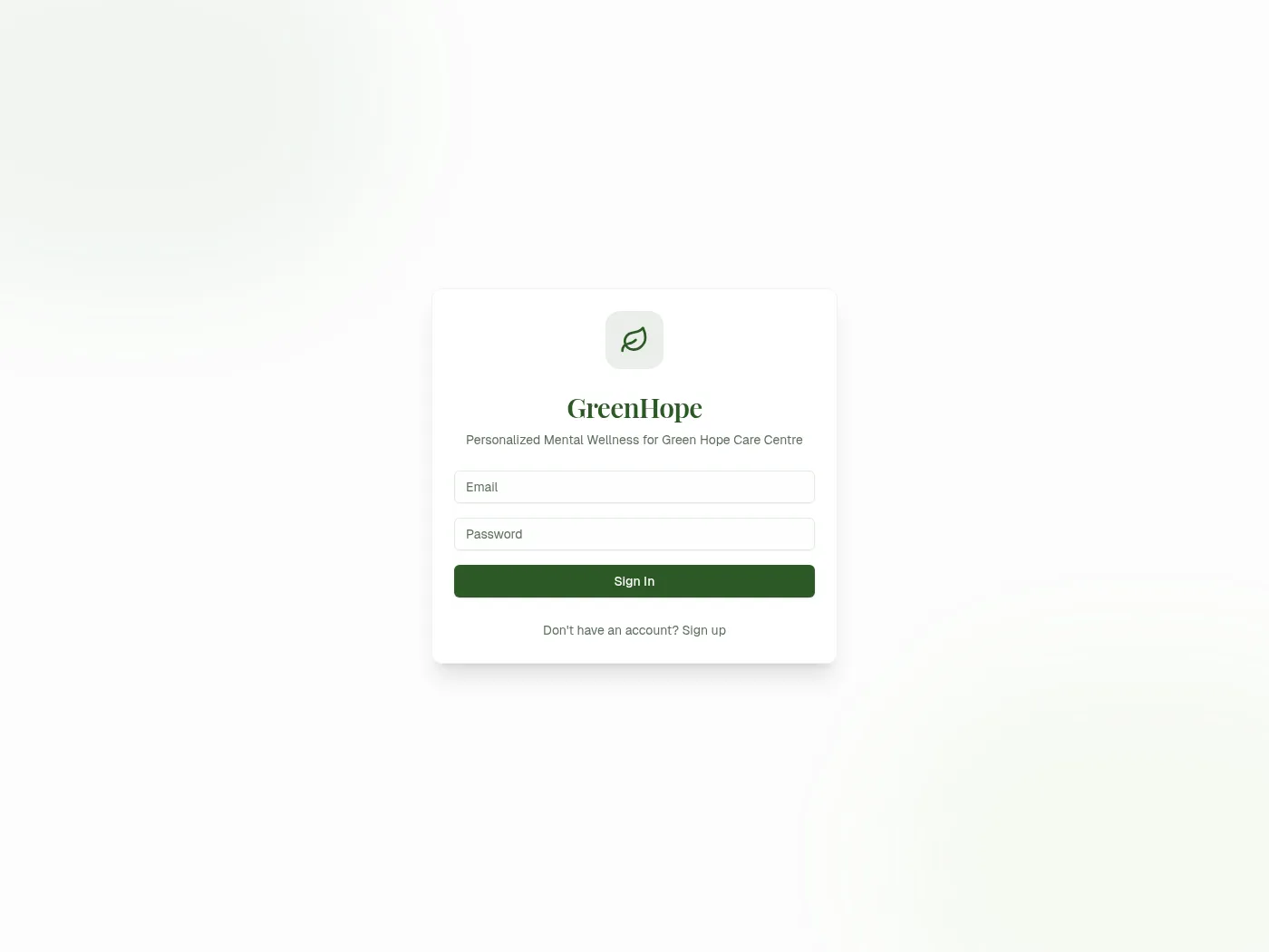 GreenHope Wellness App