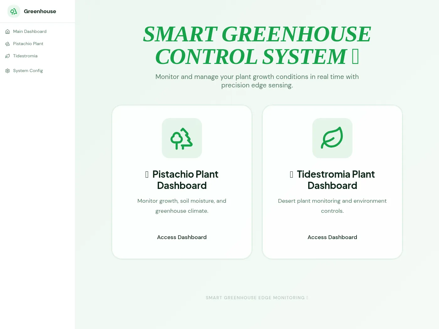 Smart Greenhouse Dashboard