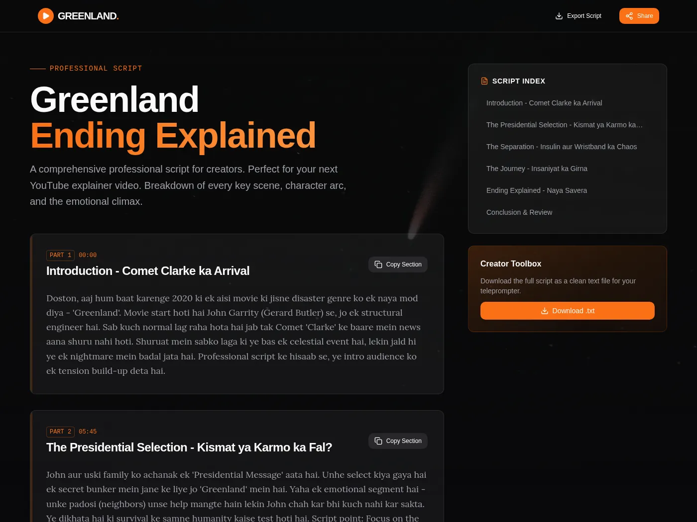 Greenland Movie Explainer