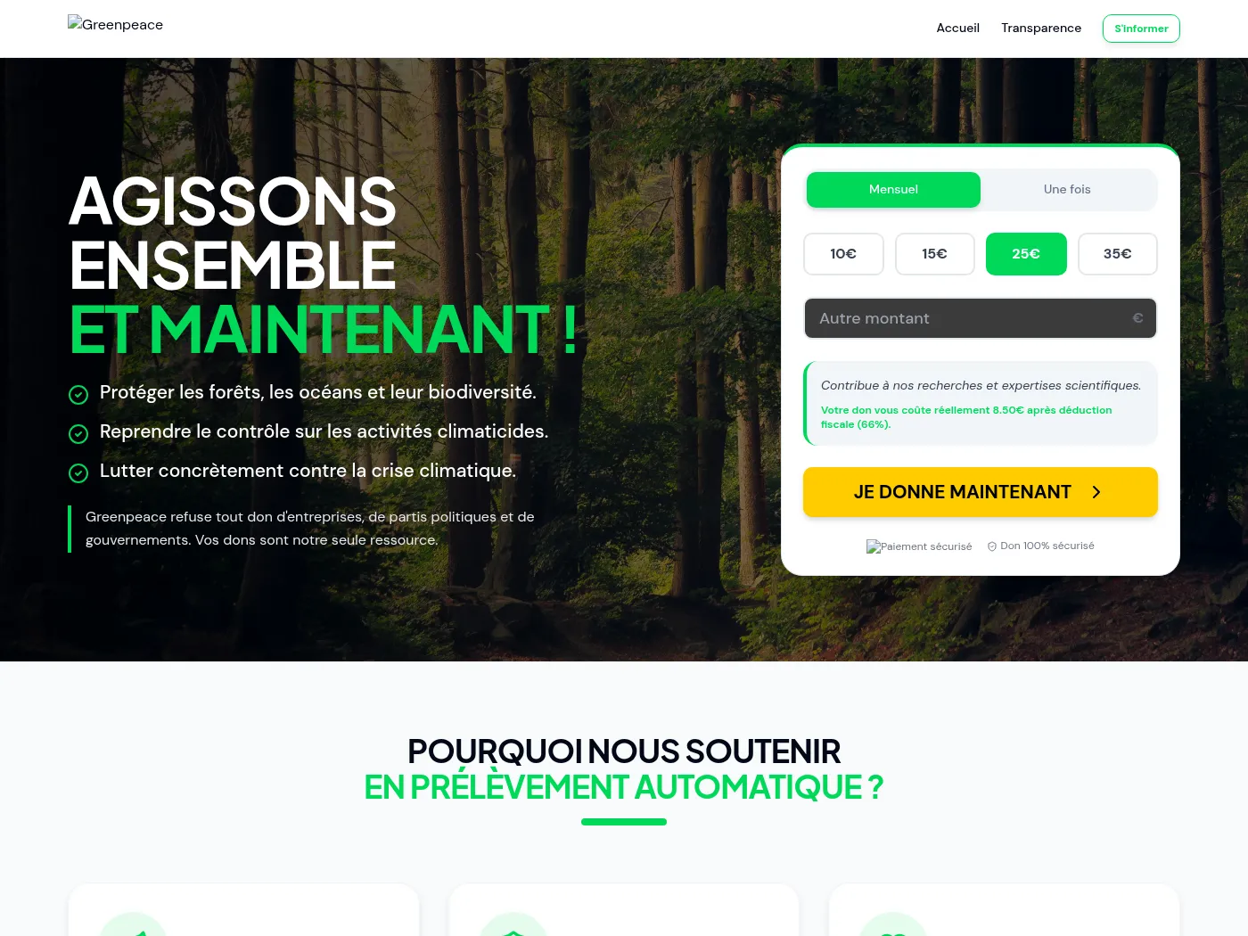 Greenpeace Donation Clone