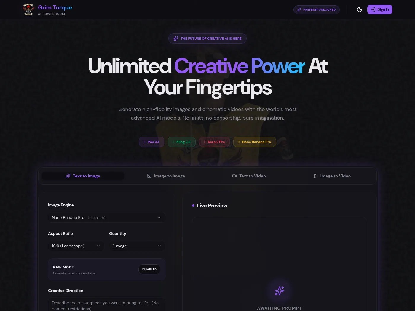 Grim-Torque AI Image & Video Generator v2 (Remix)