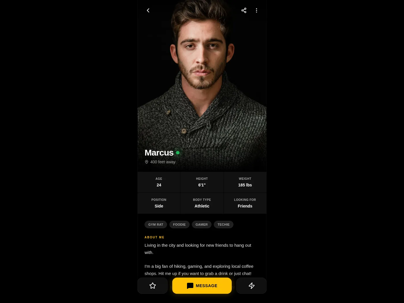 GrindrFindr Profile Page