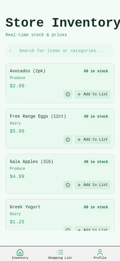 Grocery Store Live App