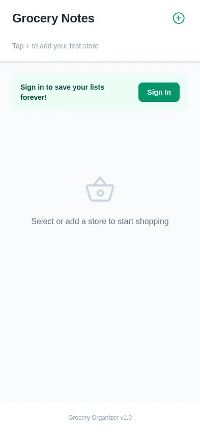 Grocery Notes Organizer