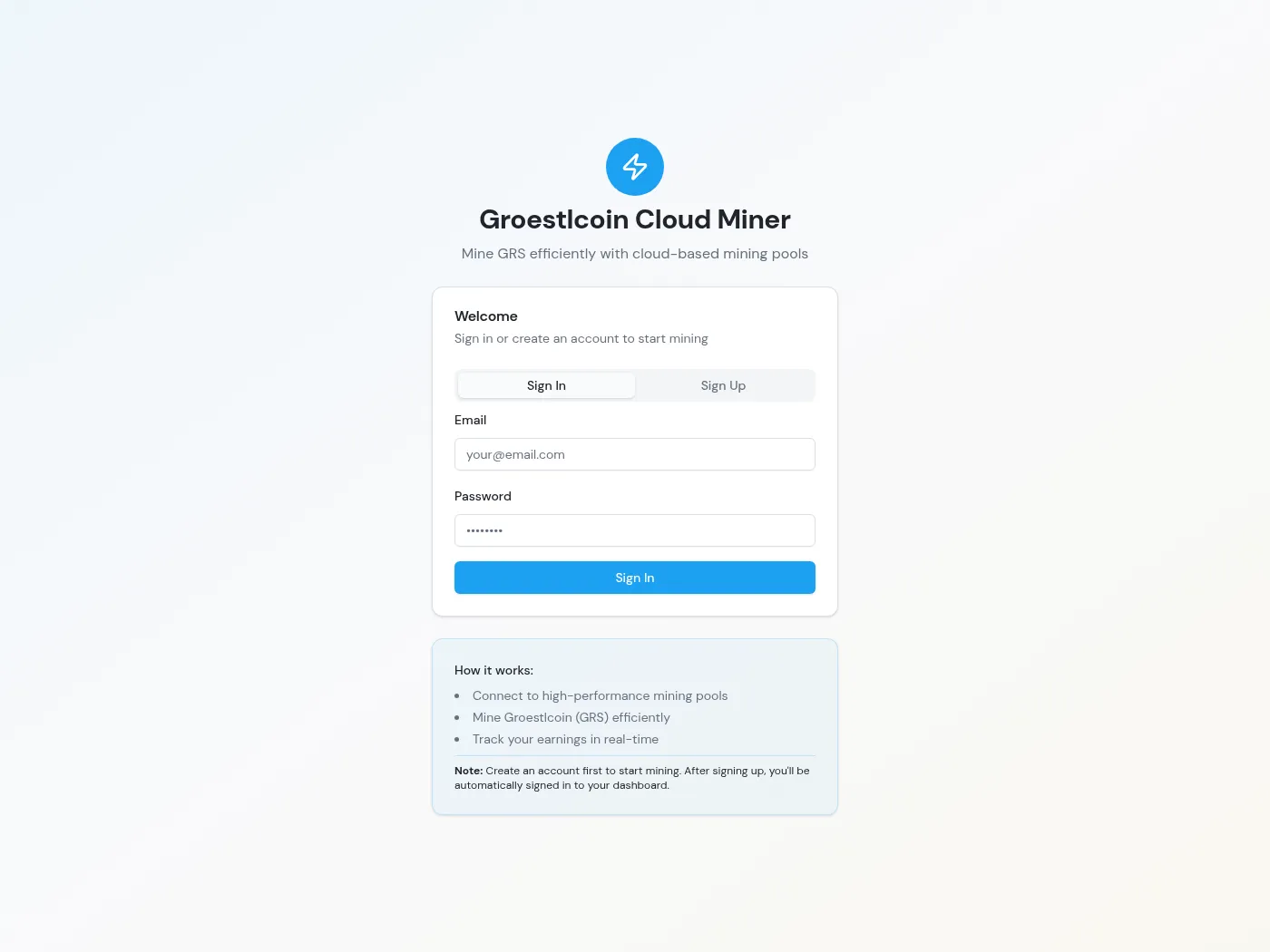Groestlcoin (GRS) Cloud Miner