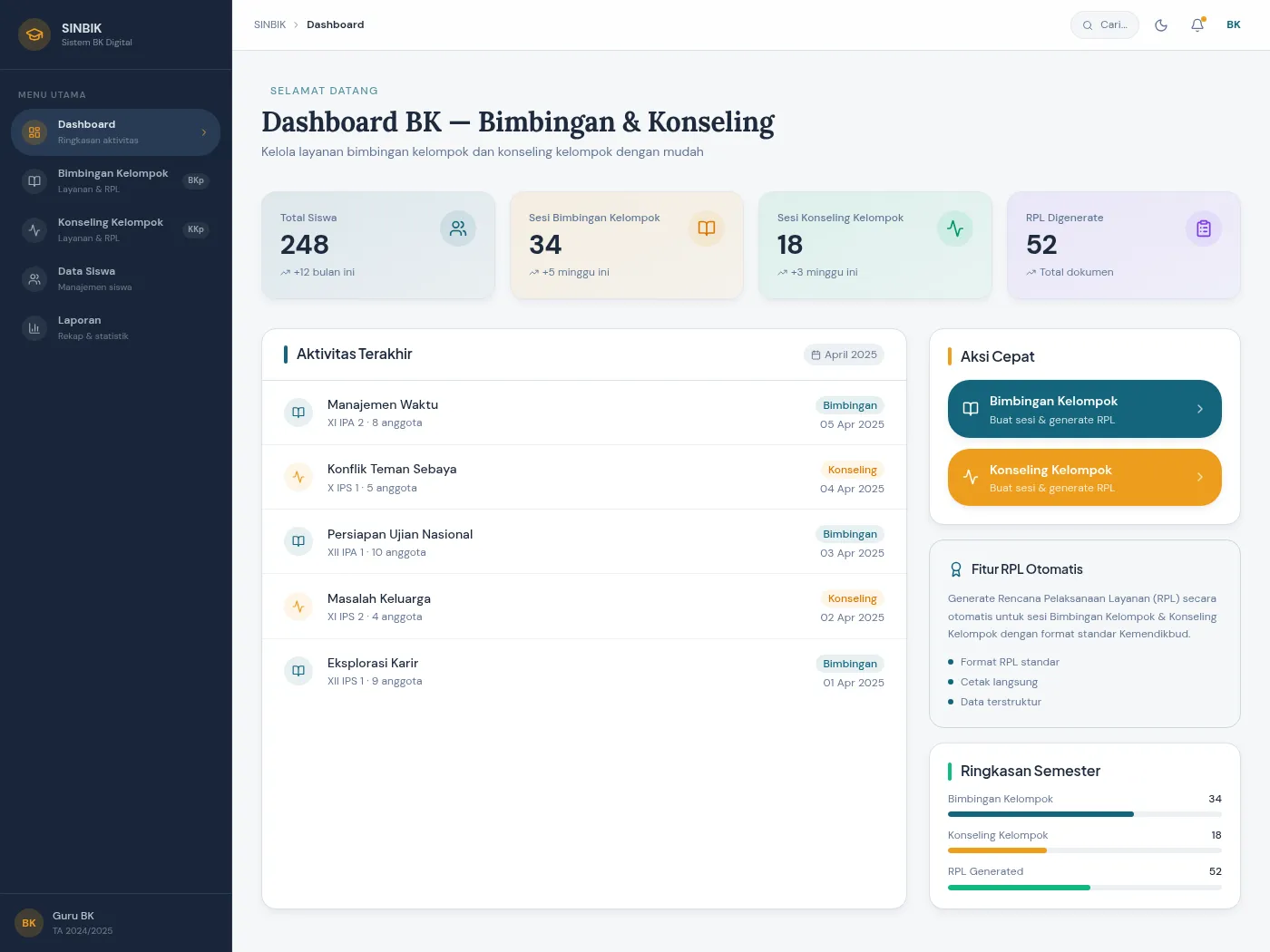 Elegant Group Counseling UI