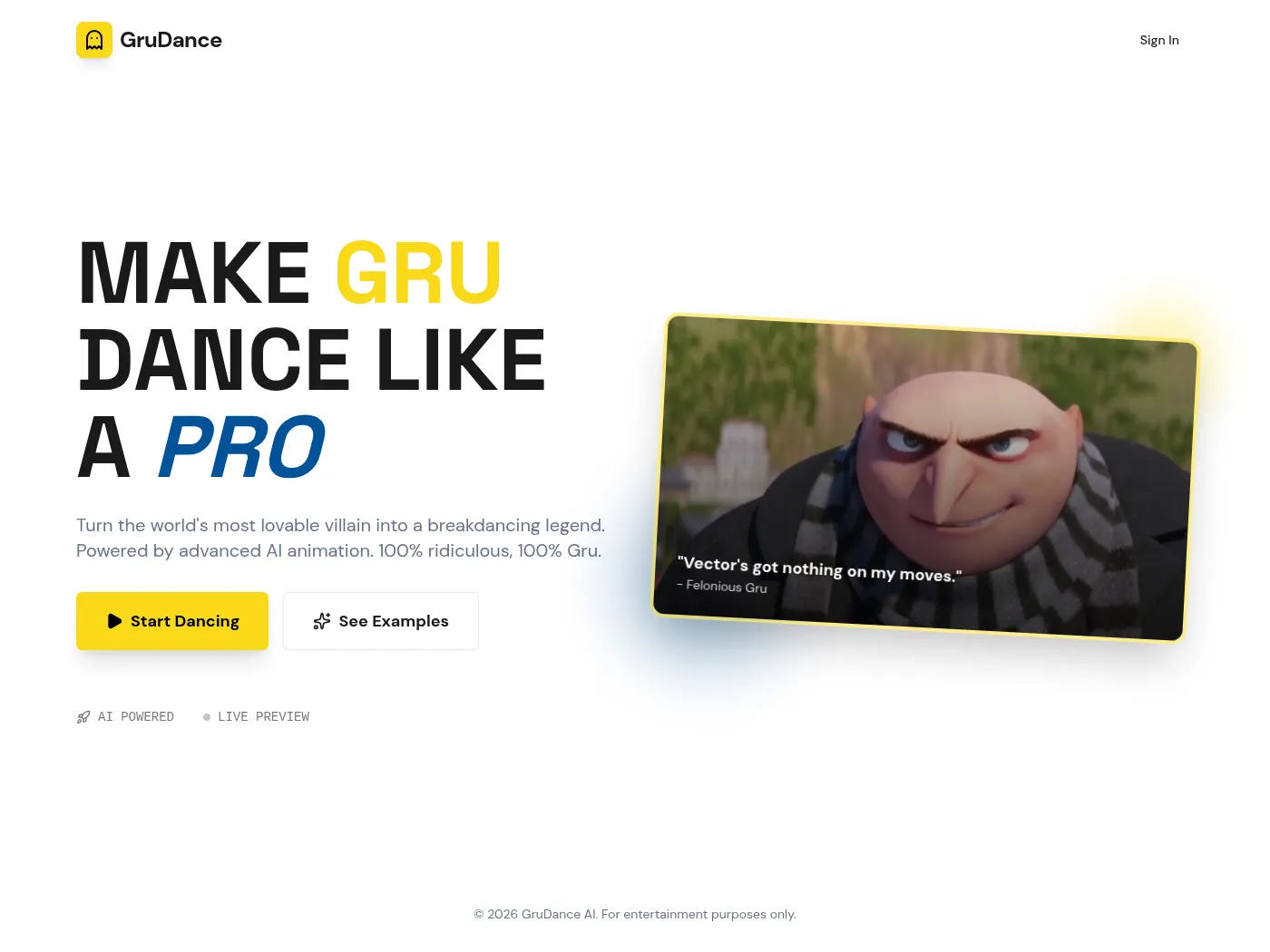 Gru Breakdance Video Maker