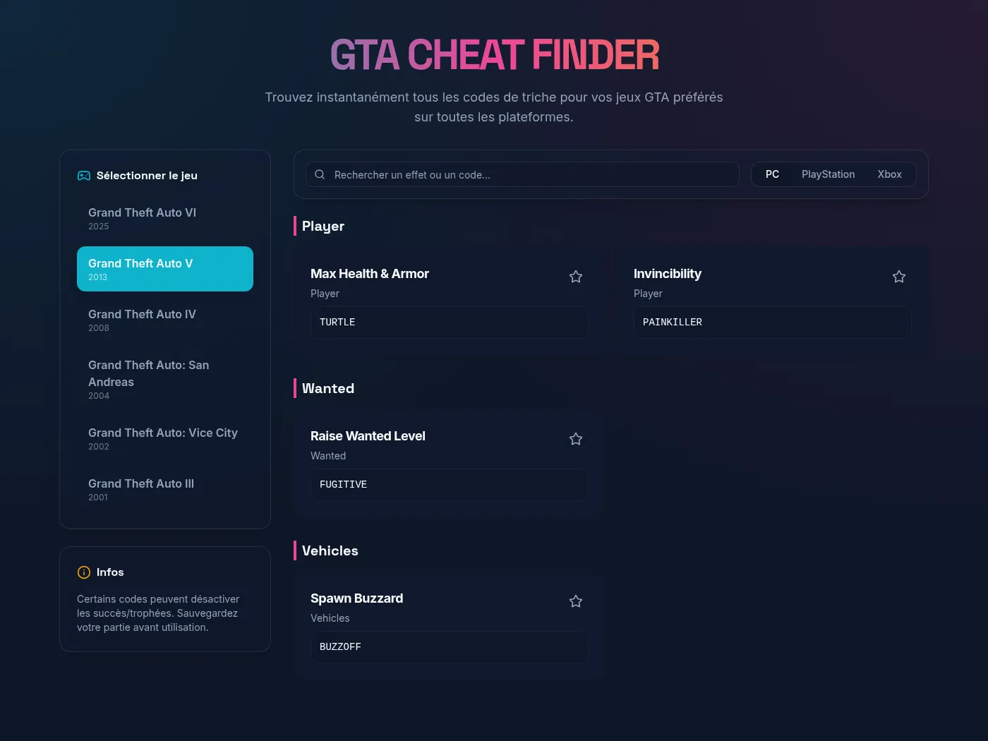 GTA Cheat Code Finder