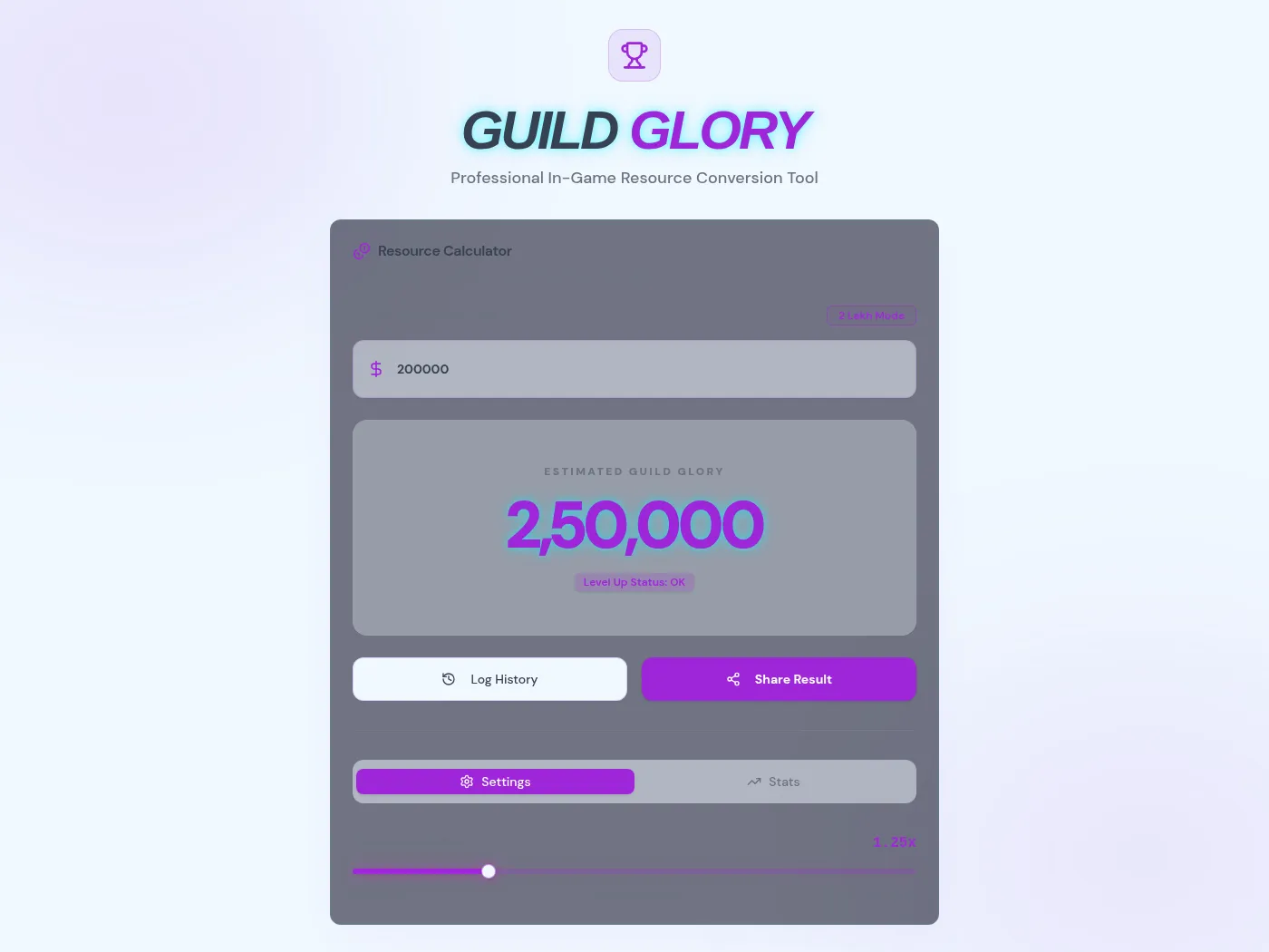 Guild Glory Calculator