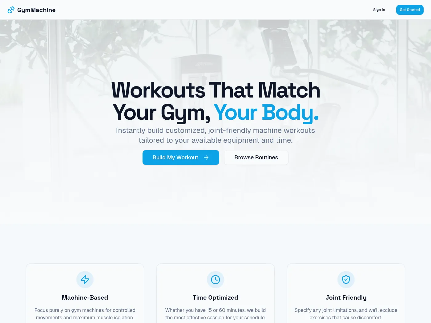 Gym Machine Workout Builder
