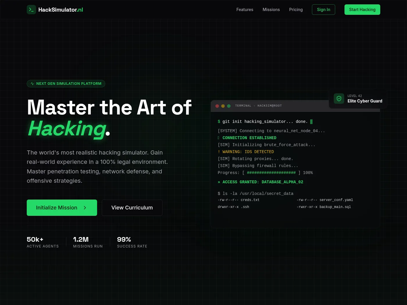 HackSimulator Landing Page