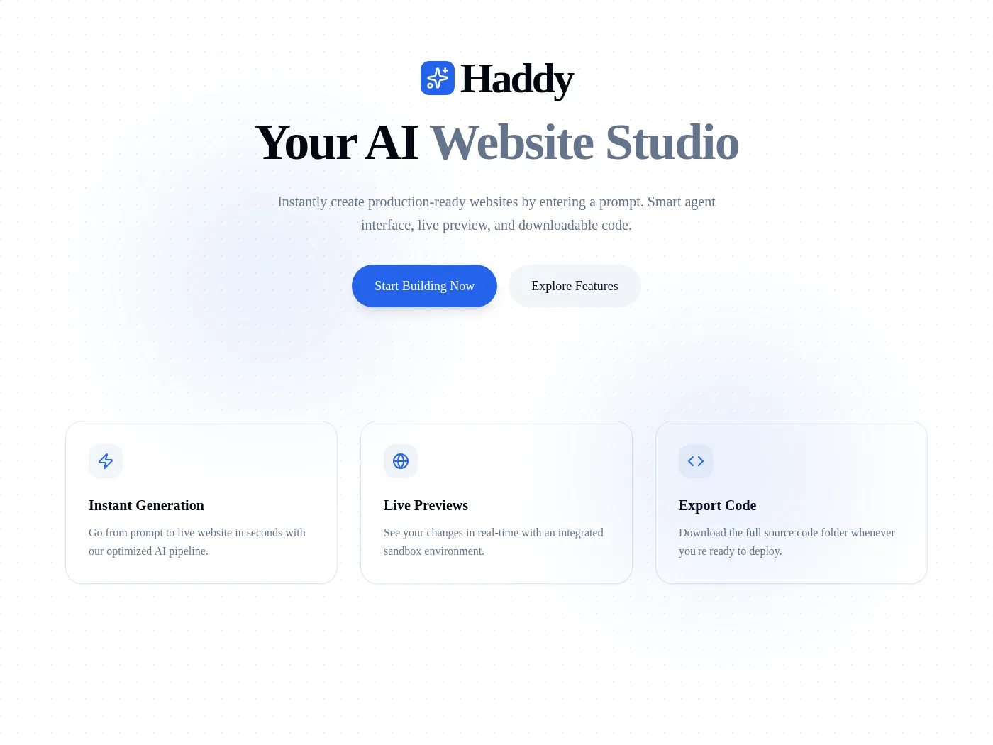 Haddy: Prompt Website Studio