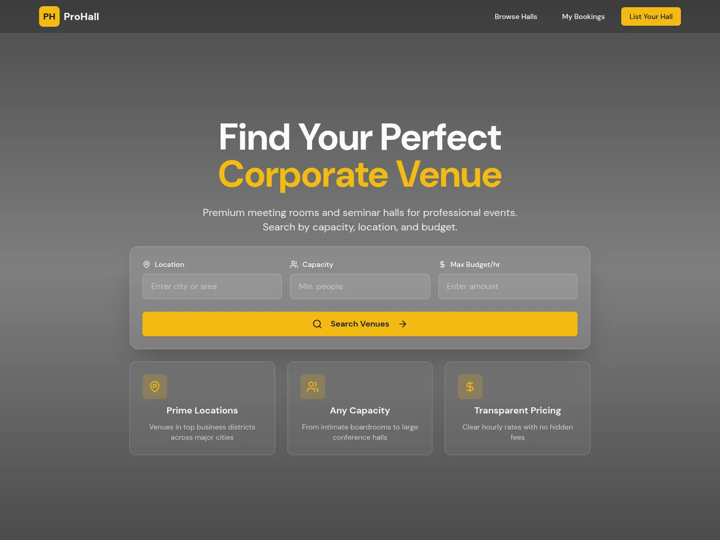 ProHall Booking Portal