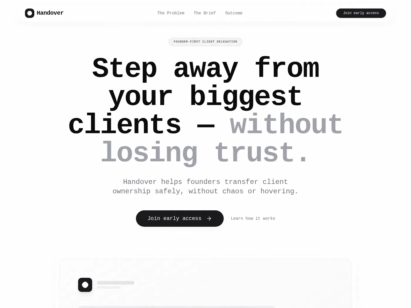 Handover Landing Page