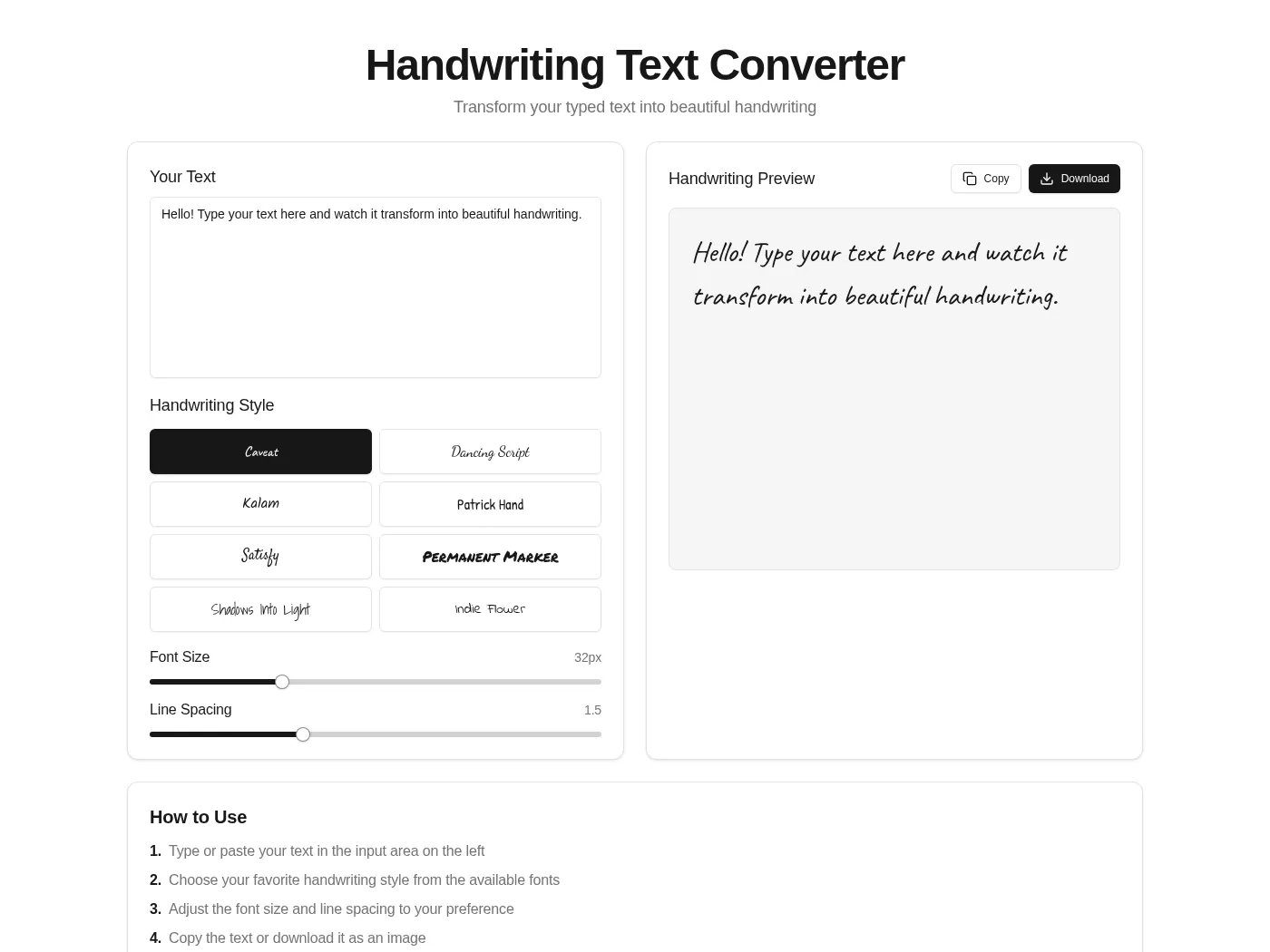 Handwrite Text Converter