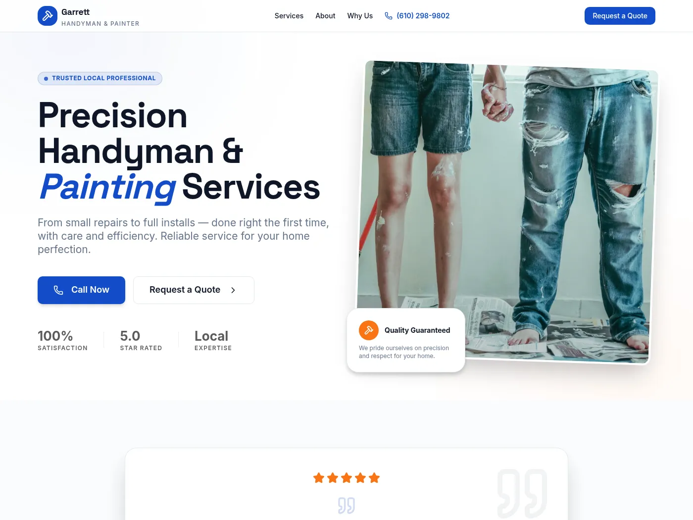 Garrett Handyman Landing Page