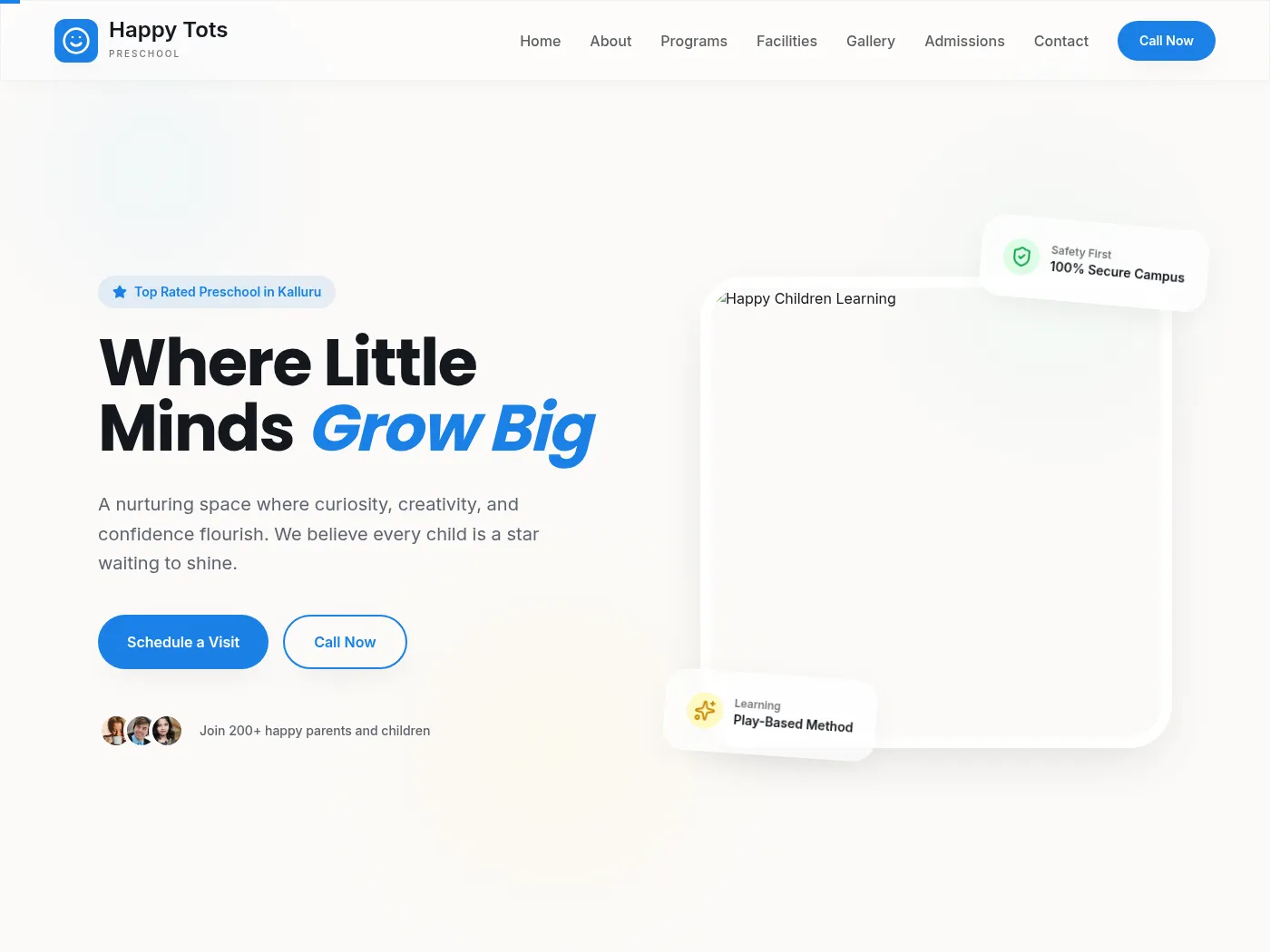 Happy Tots Landing Page