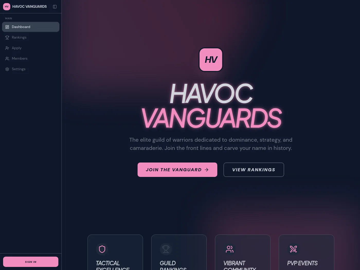 Havoc Vanguards Hub