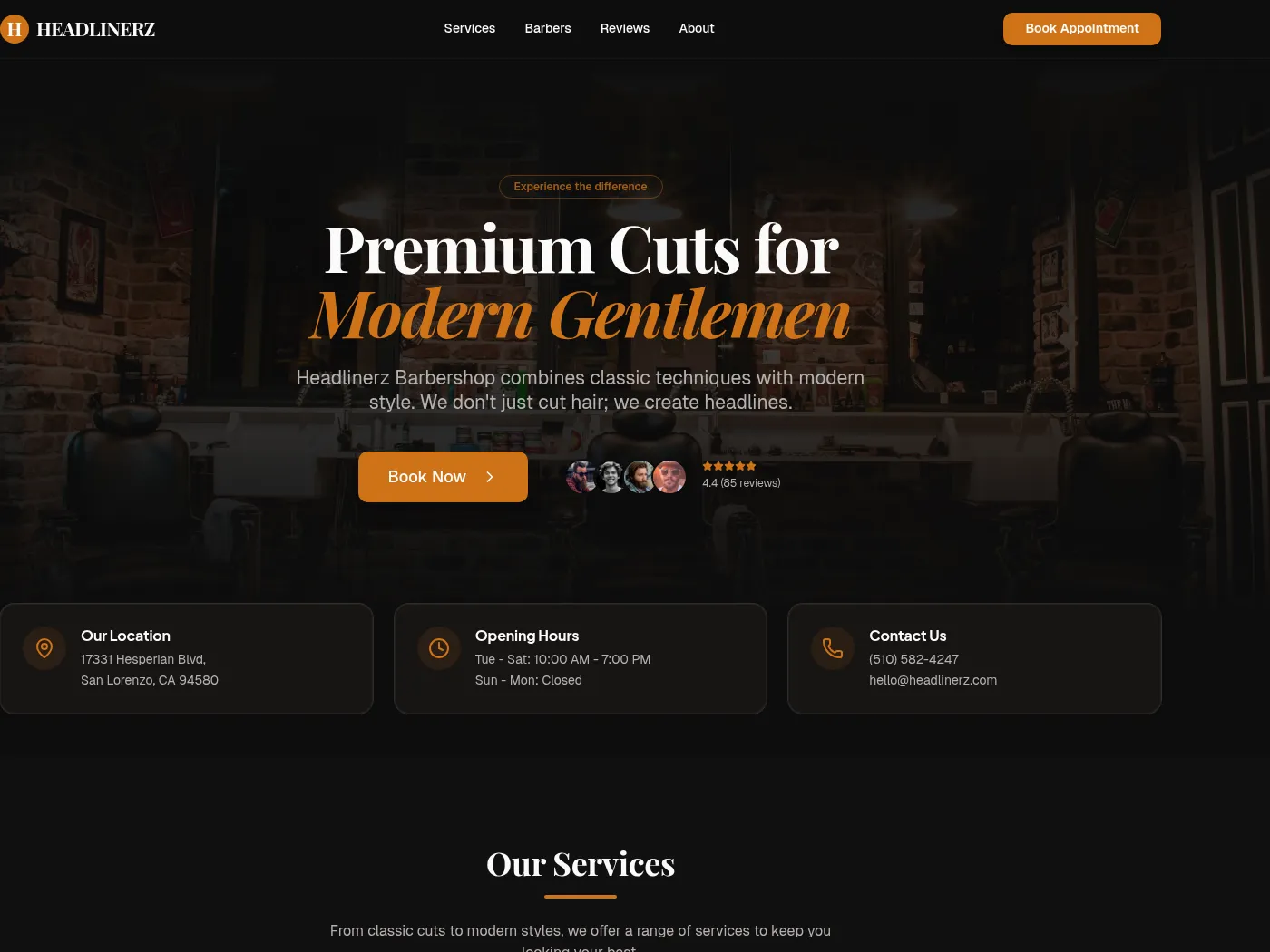 Headlinerz Barbershop Portal