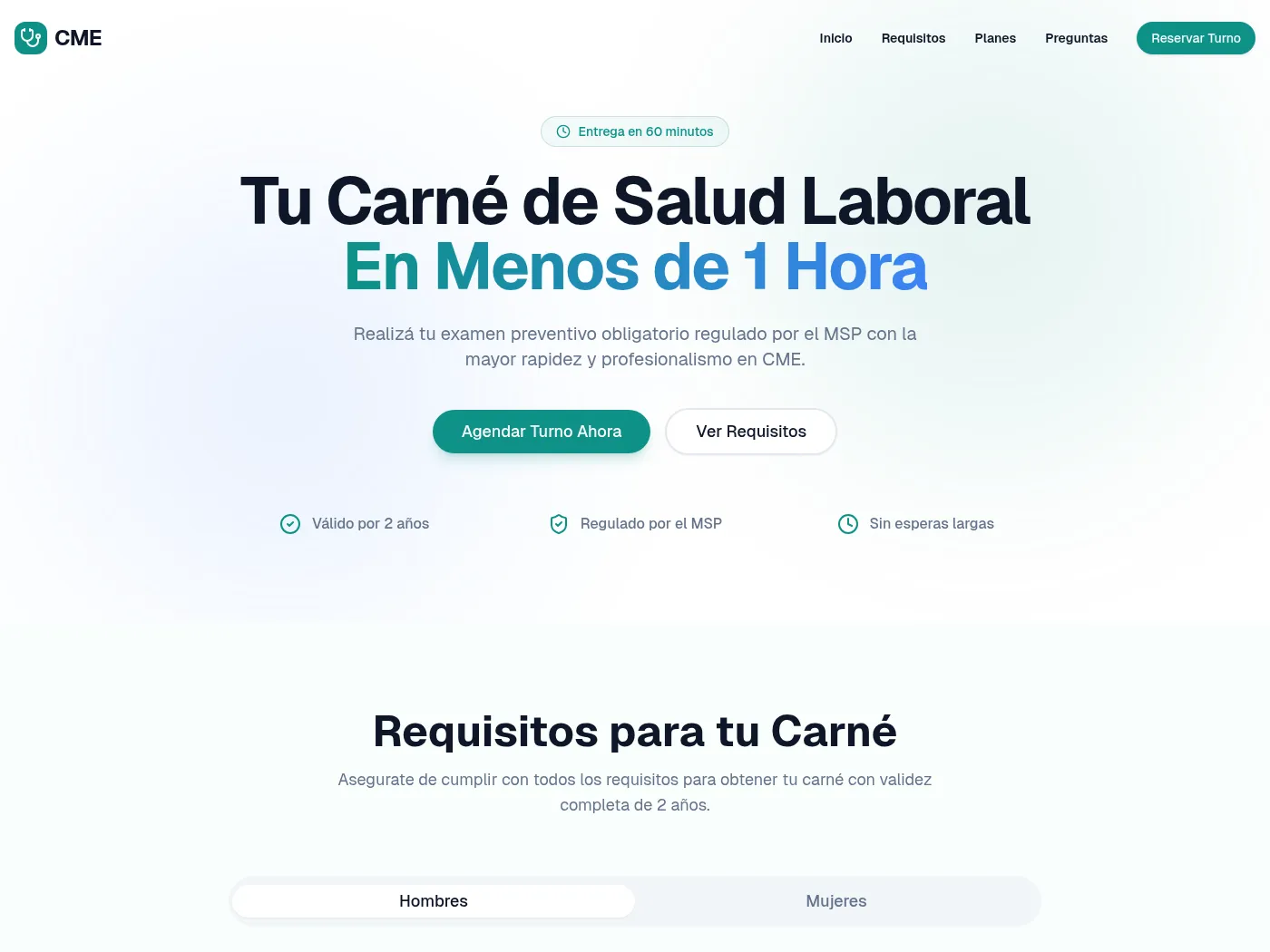 Health Certificate Landing
