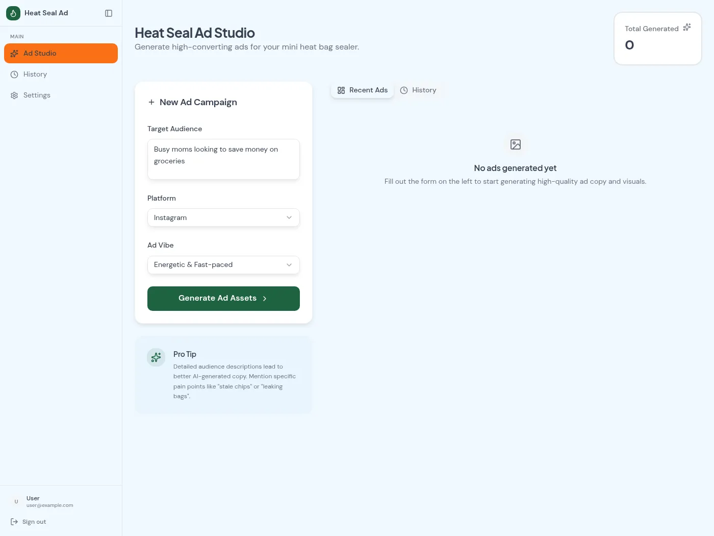 Heat Seal Ad Generator