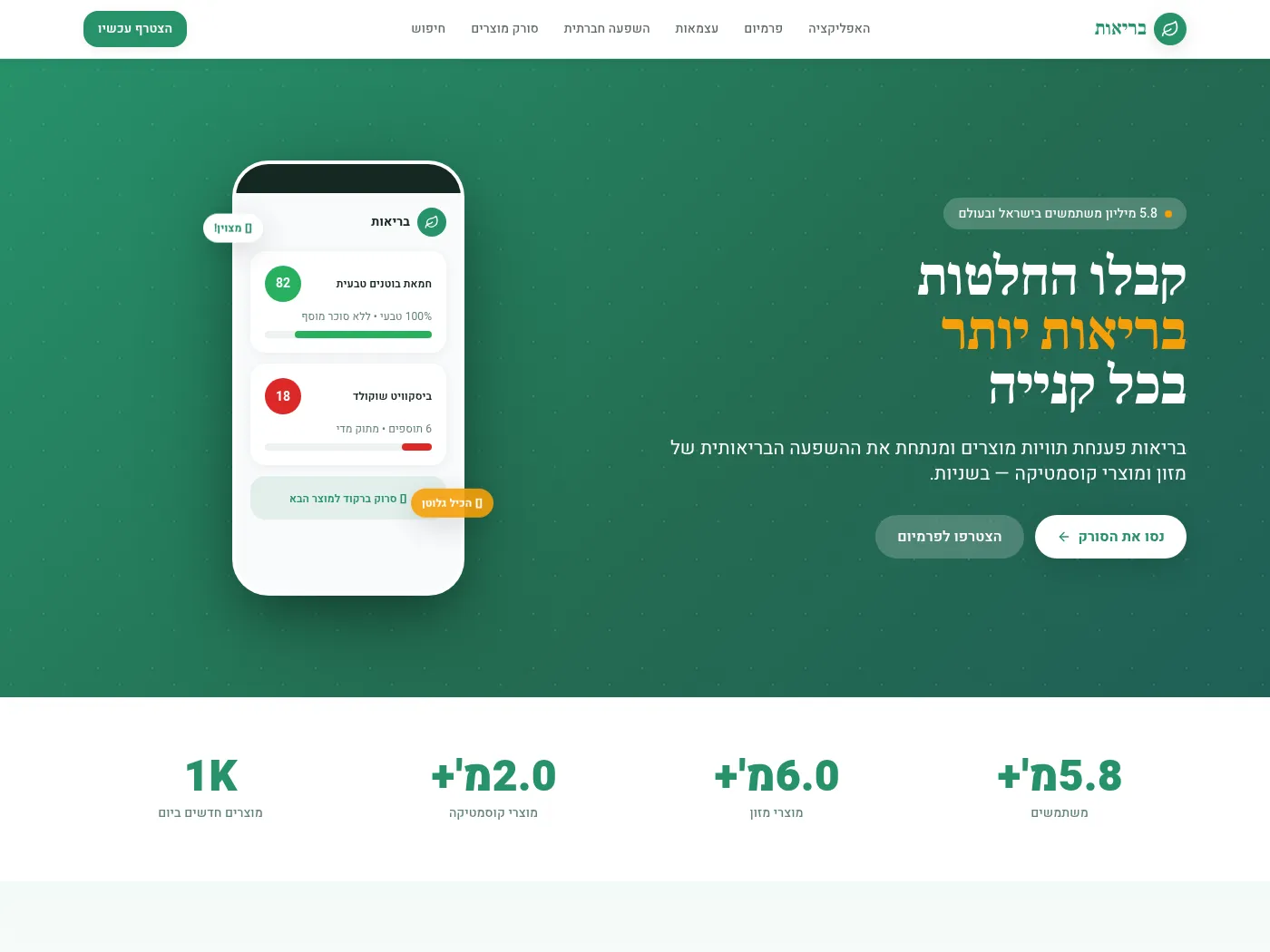 Yuka Clone Hebrew Edition
