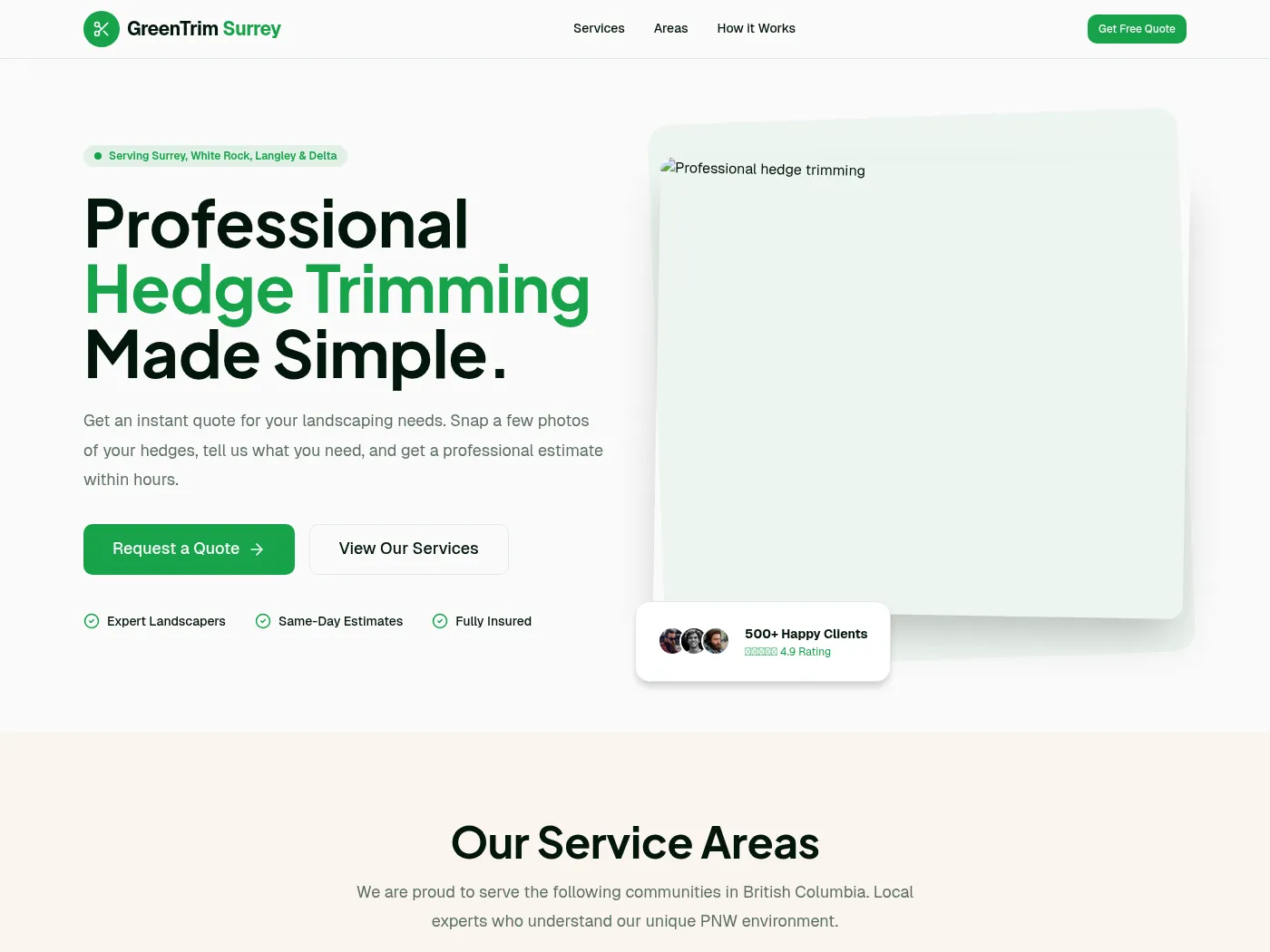 Hedge Trim Landing Page